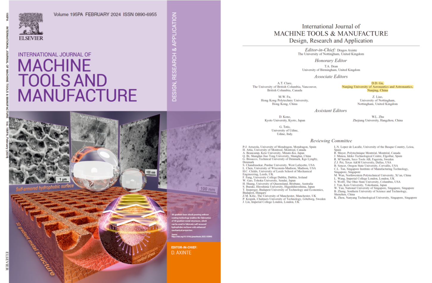 我校顾冬冬教授担任国际知名期刊International Journal of Machine Tools and Manufacture副主编